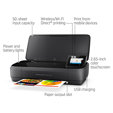 HP OfficeJet 250 A4 Colour Mobile Multifunction Inkjet Printer - CZ992A