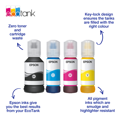 Epson 113 Ink Bottle Multipack CMY (6,000 Pages) K (7,500 Pages)