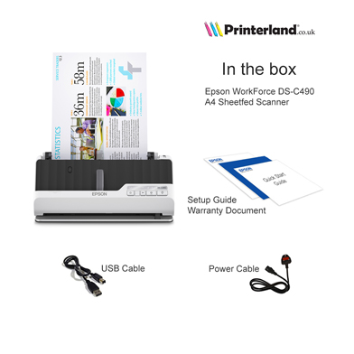 Epson WorkForce DS-C490 A4 Sheetfed Scanner - B11B271401BY