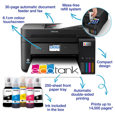 Epson EcoTank ET-4850 A4 Colour Multifunction Inkjet Printer - C11CJ60401