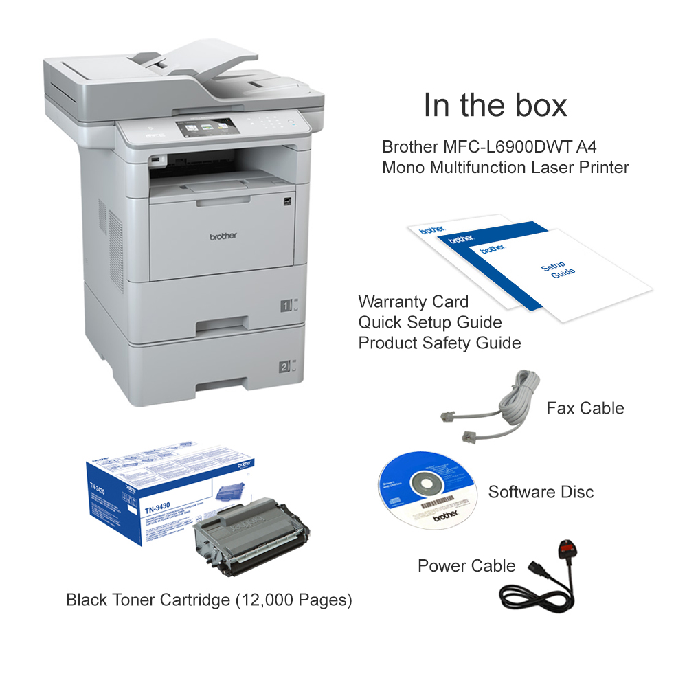 Brother MFC-L6900DWT A4 Mono Multifunction Laser Printer - MFCL6900DWTU2