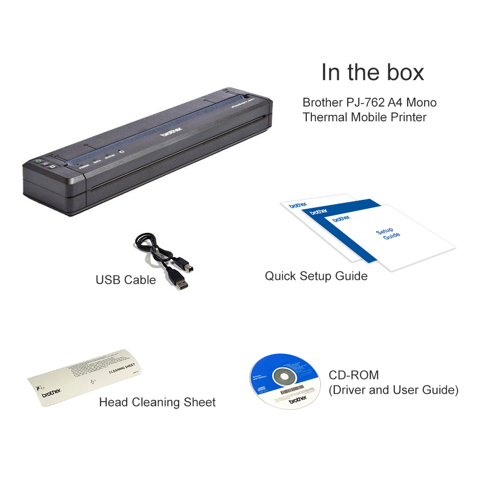 Brother PJ-762 A4 Mono Thermal Mobile Printer - PJ762Z1