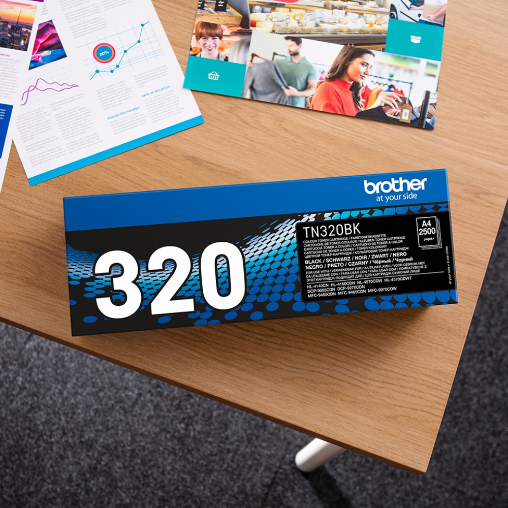 Brother TN320BK TN-320BK Black Toner Cartridge (2,500 Pages)