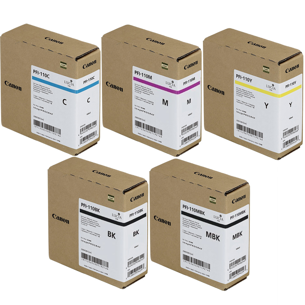 Canon PFI-110 5 Colour Ink Cartridge Value Pack (160ml)