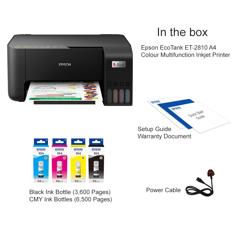 Epson EcoTank ET-2810 A4 Colour Multifunction Inkjet Printer - C11CJ67401