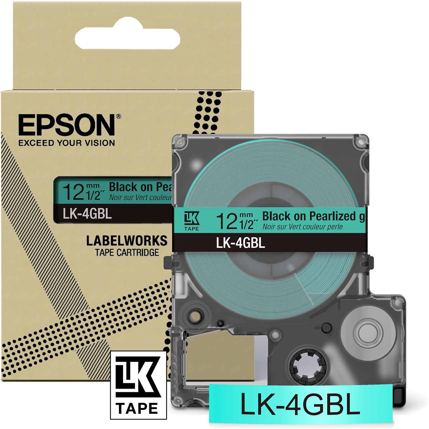 Epson C53S672102 LK-4GBL Colour Label Cartridge (Pearl Green/Black ...