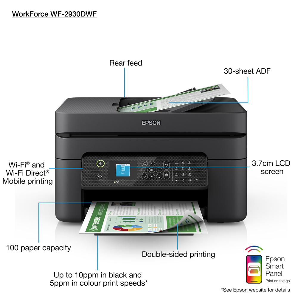 Epson WorkForce WF-2930DWF A4 Colour Multifunction Inkjet Printer ...