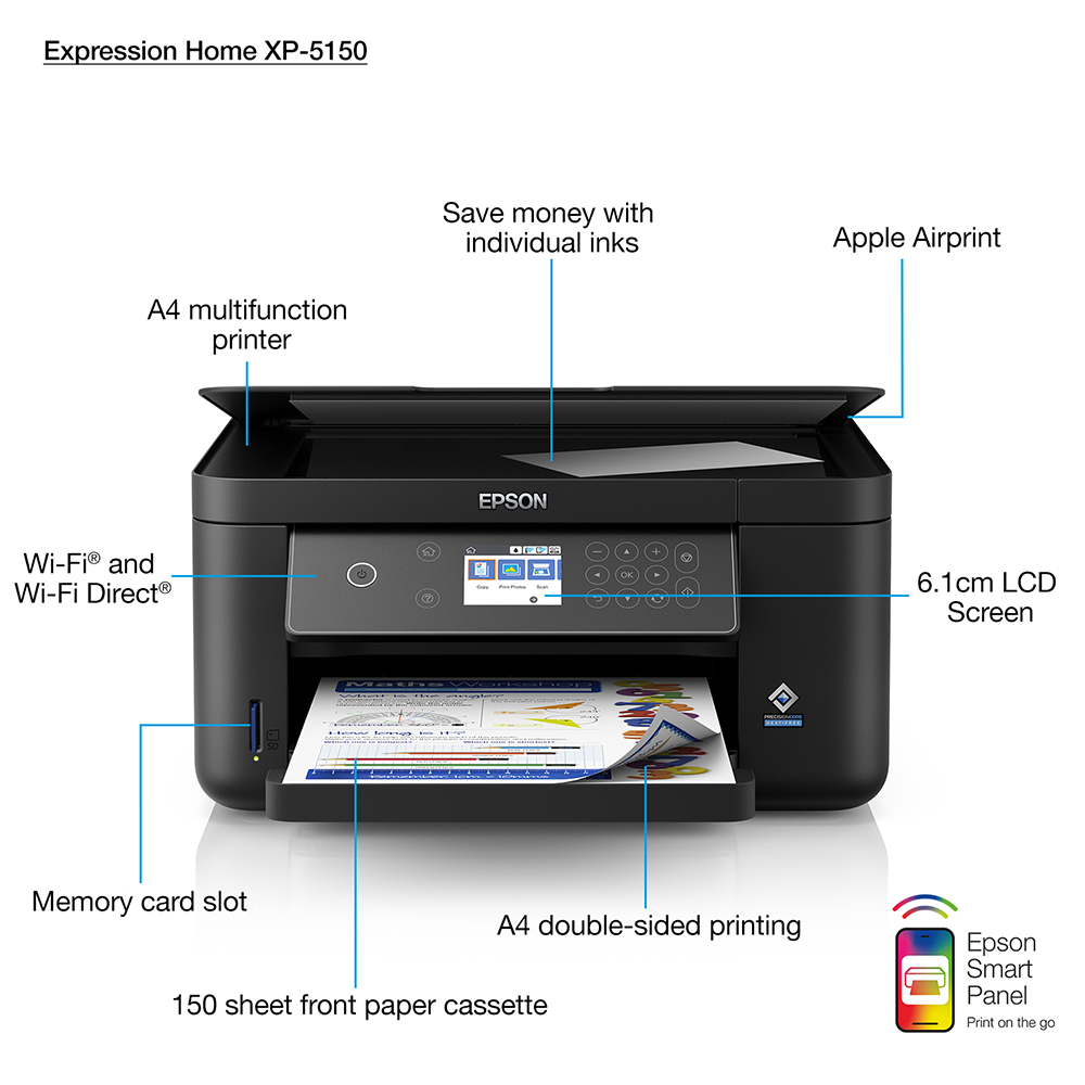 Epson Expression Home XP-5150 A4 Colour Multifunction Inkjet Printer ...