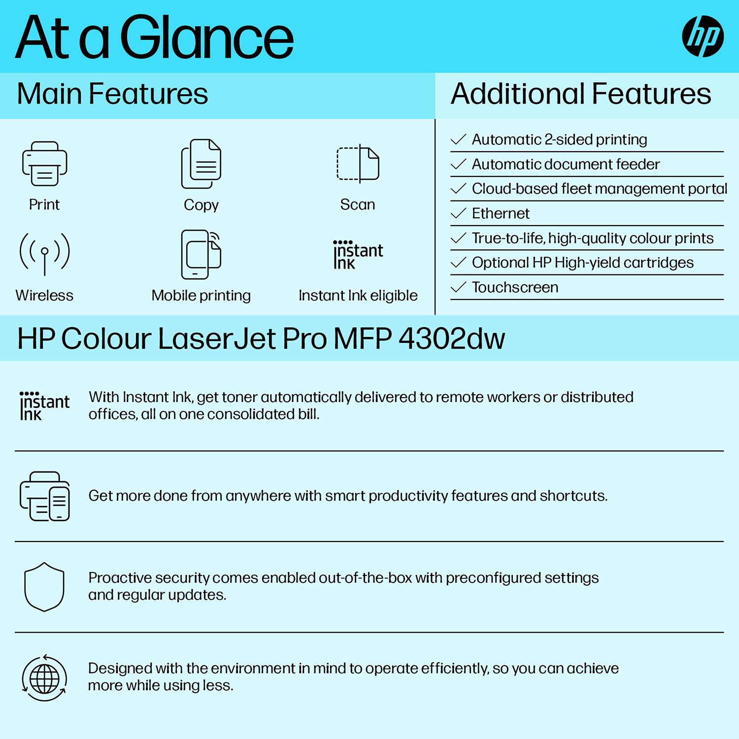 HP Color LaserJet Pro MFP 4302dw A4 Colour Multifunction Laser Printer ...