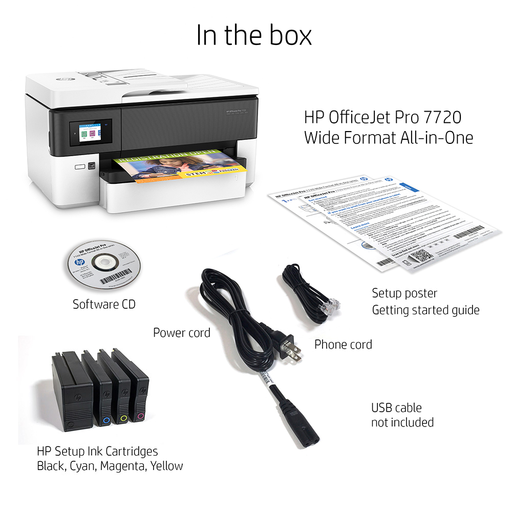 HP OfficeJet Pro 7720 A3 Colour Inkjet Printer with A4 Scan - Y0S18A