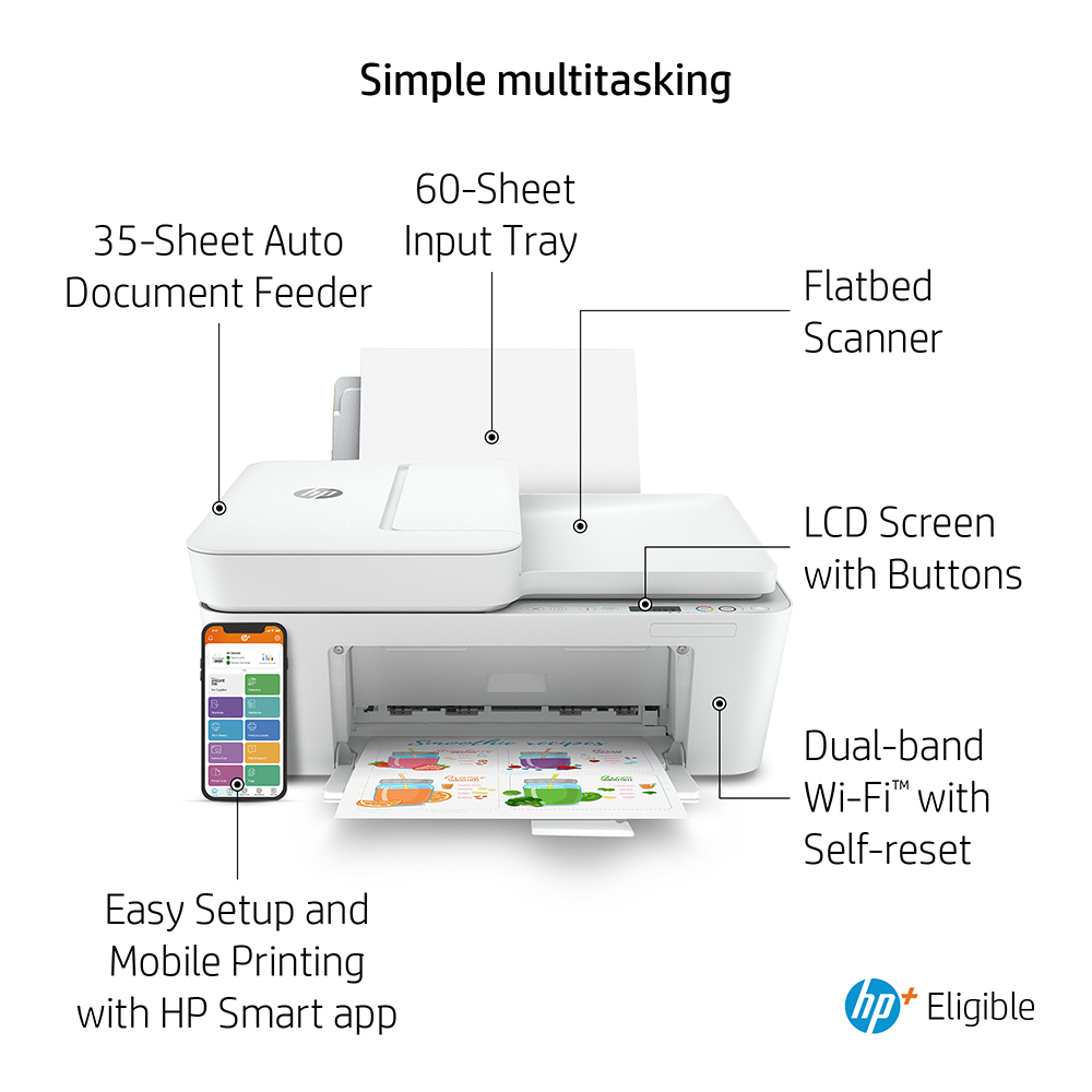 HP DeskJet 4110e A4 Colour Multifunction Inkjet Printer with HP Plus ...