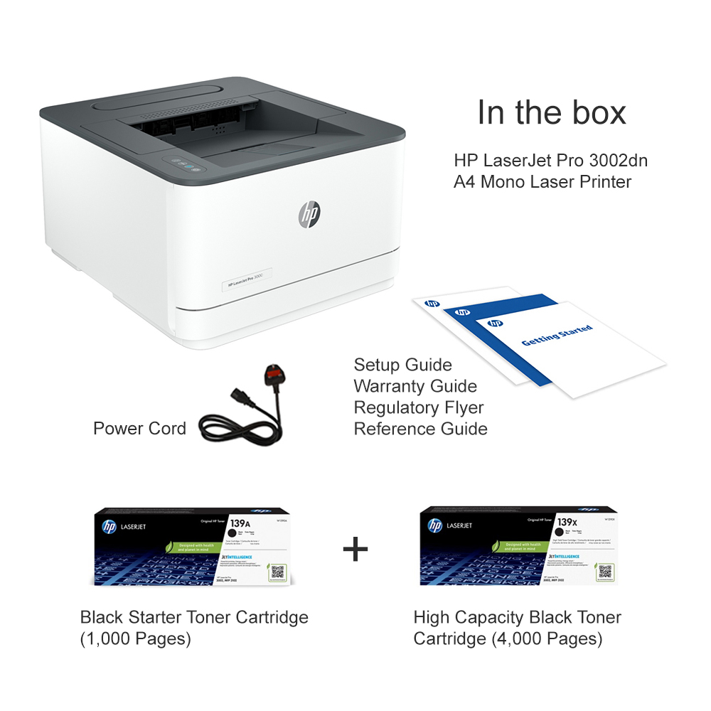 HP LaserJet Pro 3002dn + High Capacity Black Toner Cartridge (4,000 ...