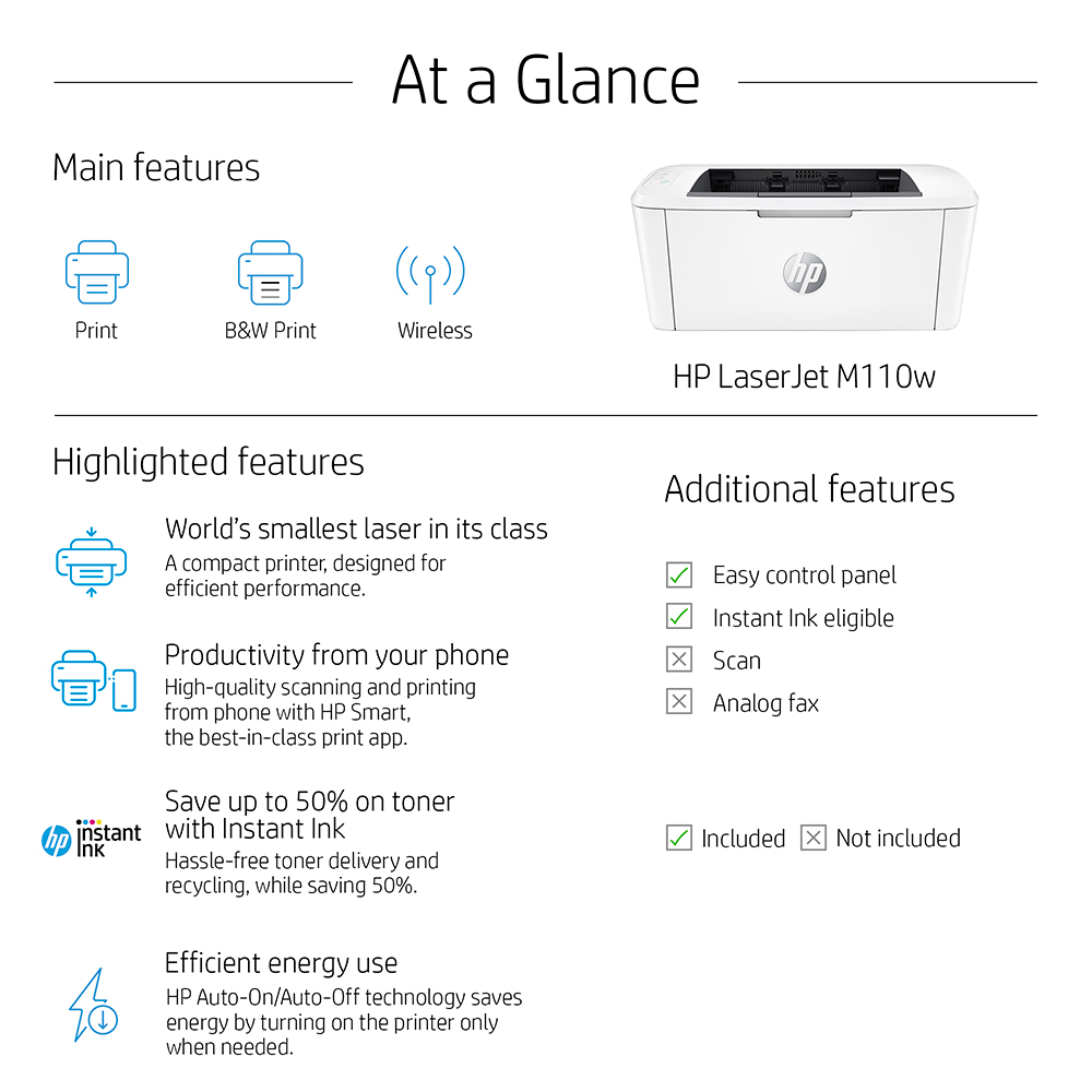HP LaserJet M110w A4 Mono Laser Printer - 7MD66F