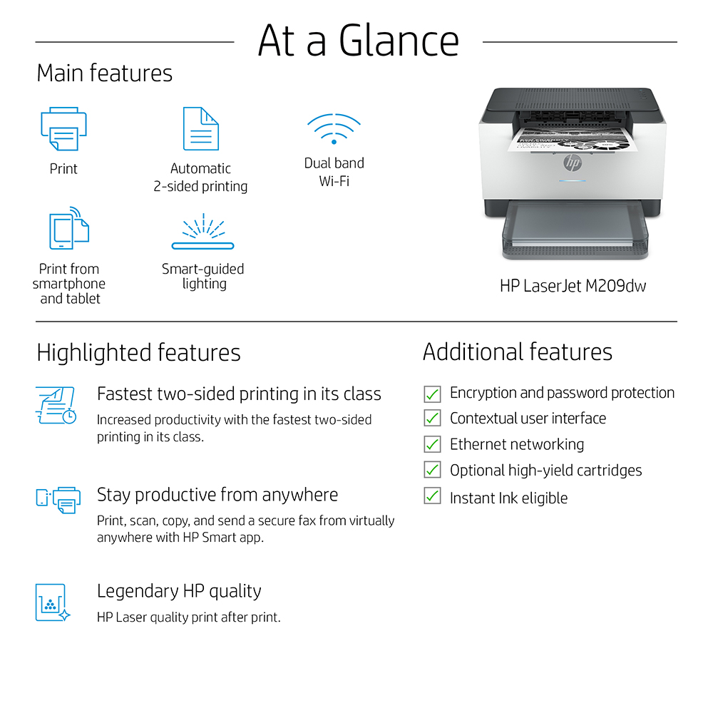 HP LaserJet M209dw A4 Mono Laser Printer - 6GW62F