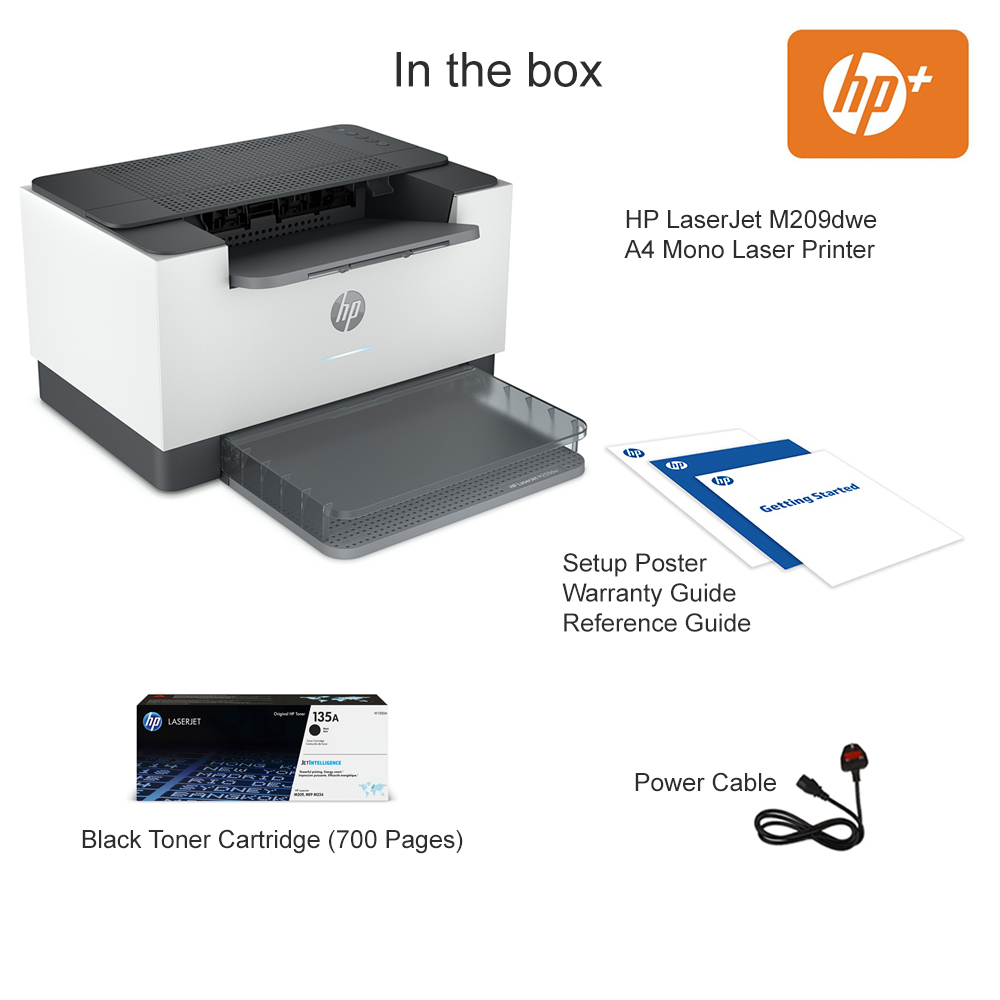 HP LaserJet M209dwe A4 Mono Laser Printer with HP Plus - 6GW62E