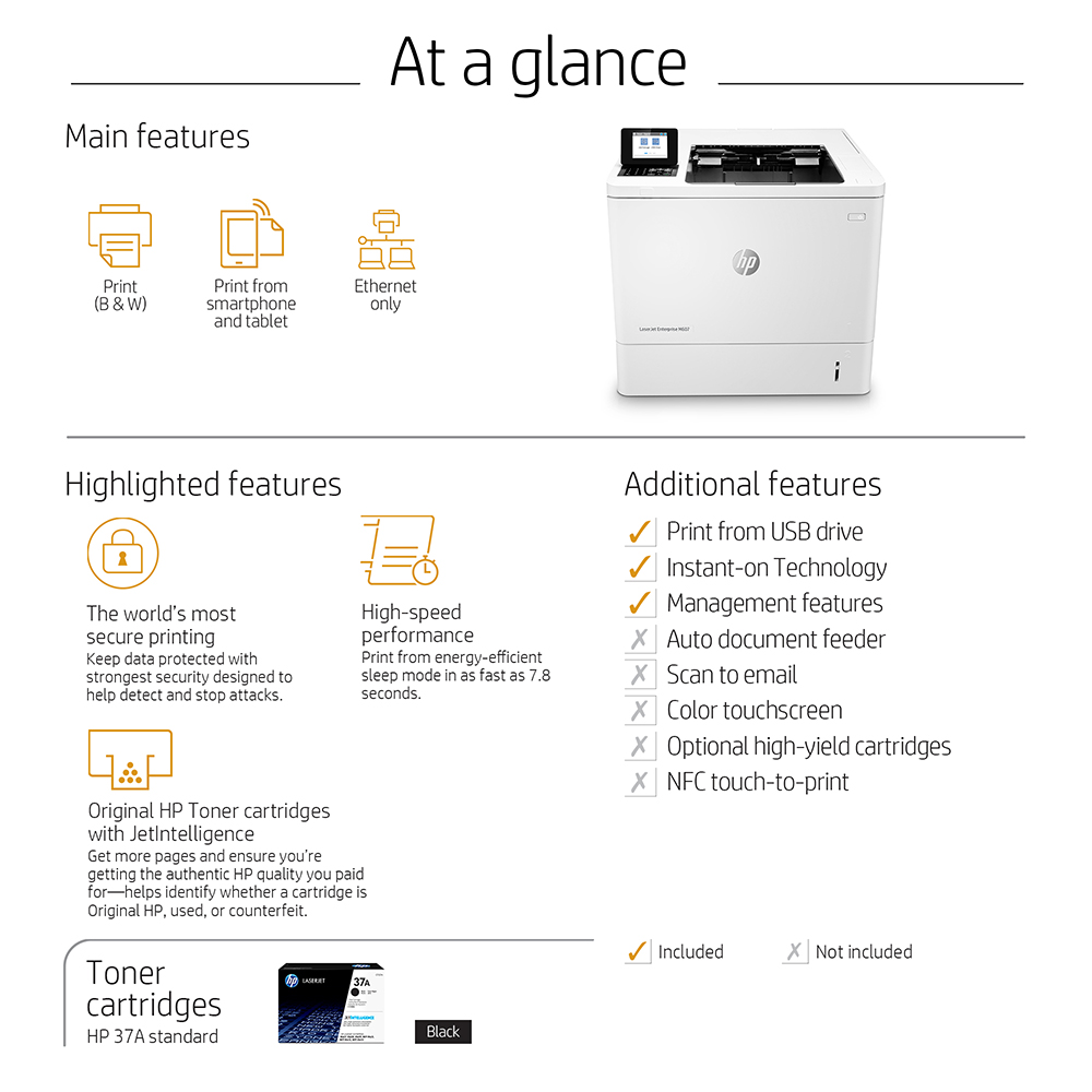 HP LaserJet Enterprise M607n A4 Mono Laser Printer - K0Q14A