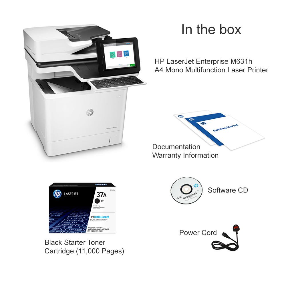 HP LaserJet Enterprise M631h A4 Mono Multifunction Laser Printer - J8J64A