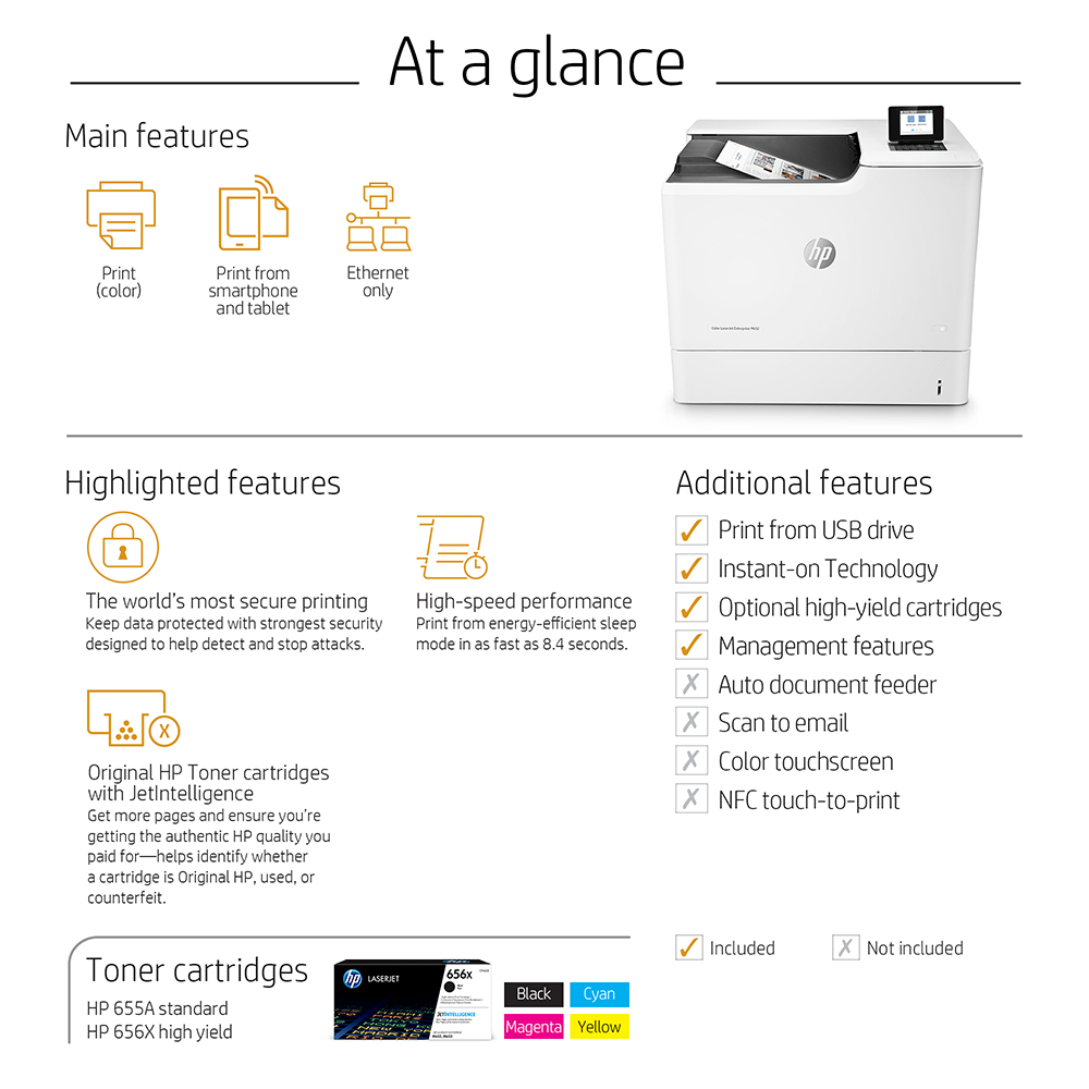 HP Color LaserJet Enterprise M652n A4 Colour Laser Printer - J7Z98A