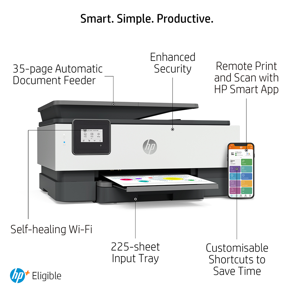 HP OfficeJet 8014e A4 Colour Multifunction Inkjet Printer with HP Plus ...