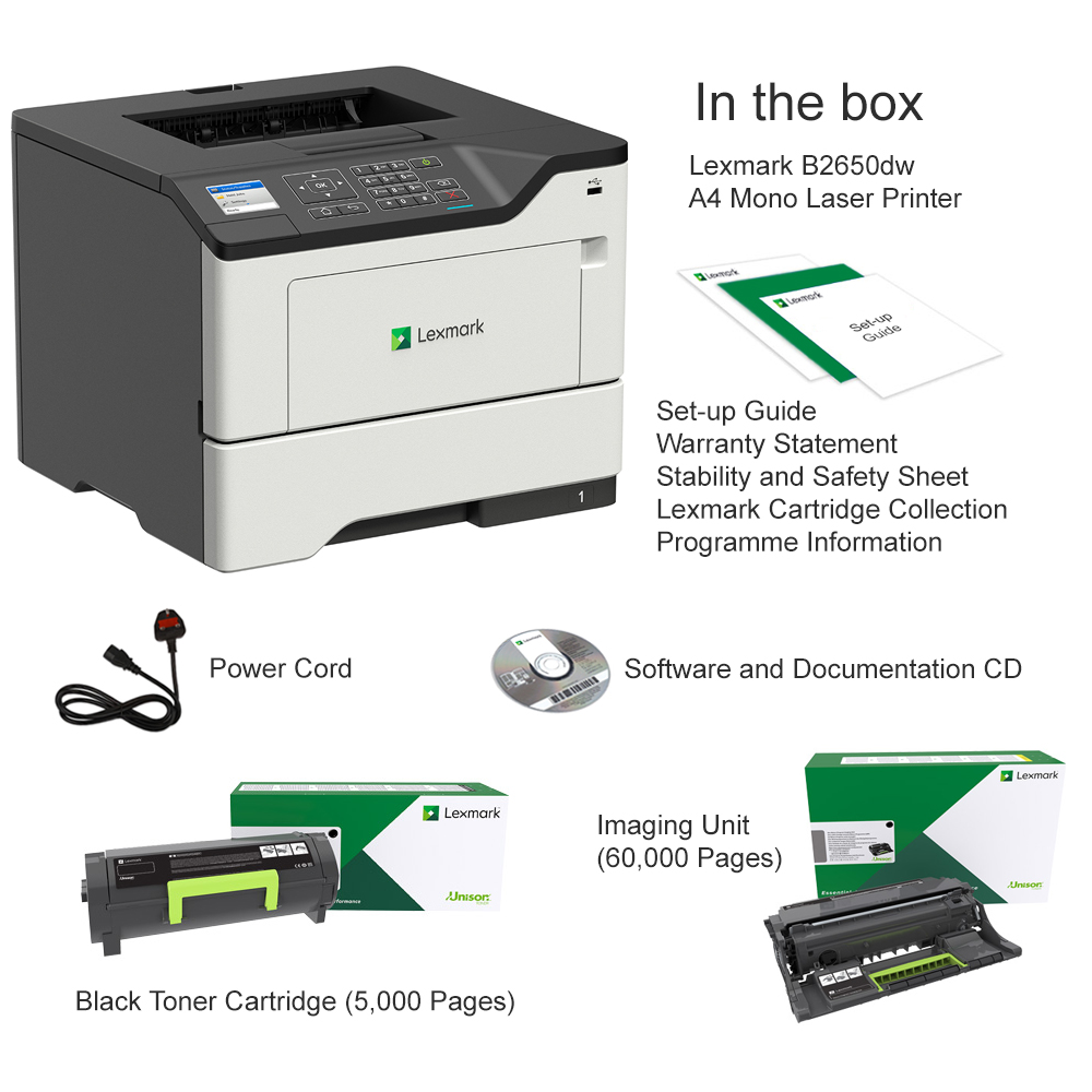 Lexmark B2650dw A4 Mono Laser Printer - 36SC550
