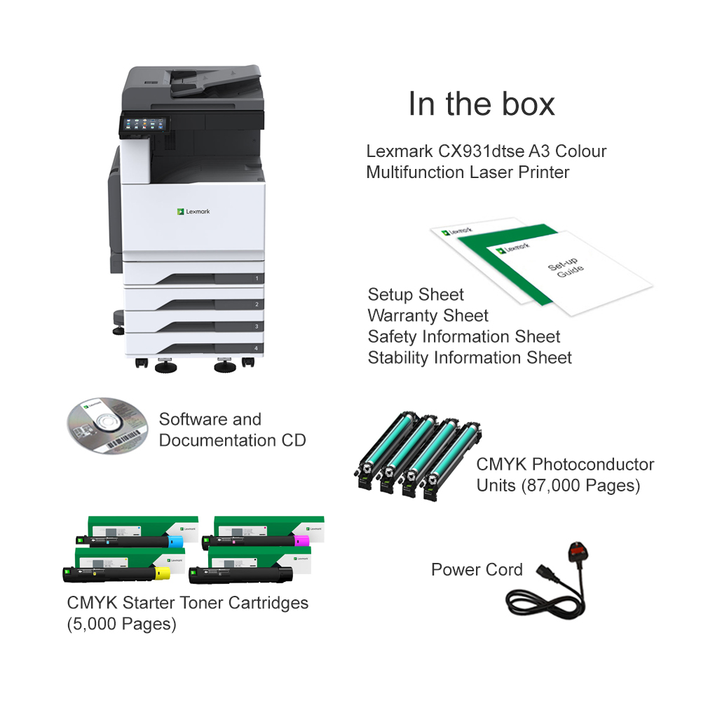 Lexmark CX931dtse A3 Colour Multifunction Laser Printer - 32D0273