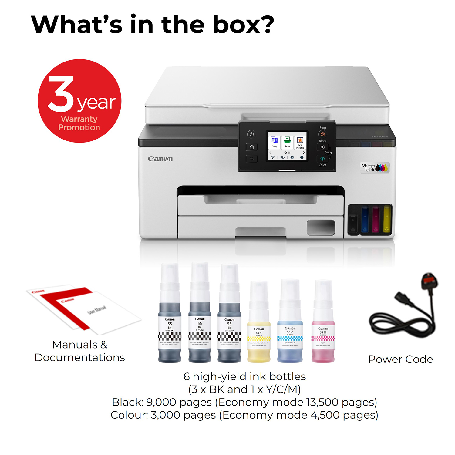 Canon MAXIFY GX1050 MegaTank A4 Colour Multifunction Inkjet Printer ...