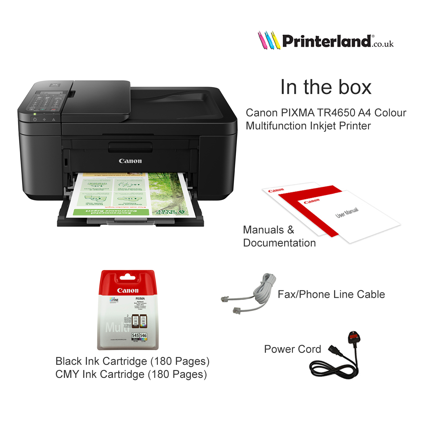 Canon PIXMA TR4650 A4 Colour Multifunction Inkjet Printer - 5072C008