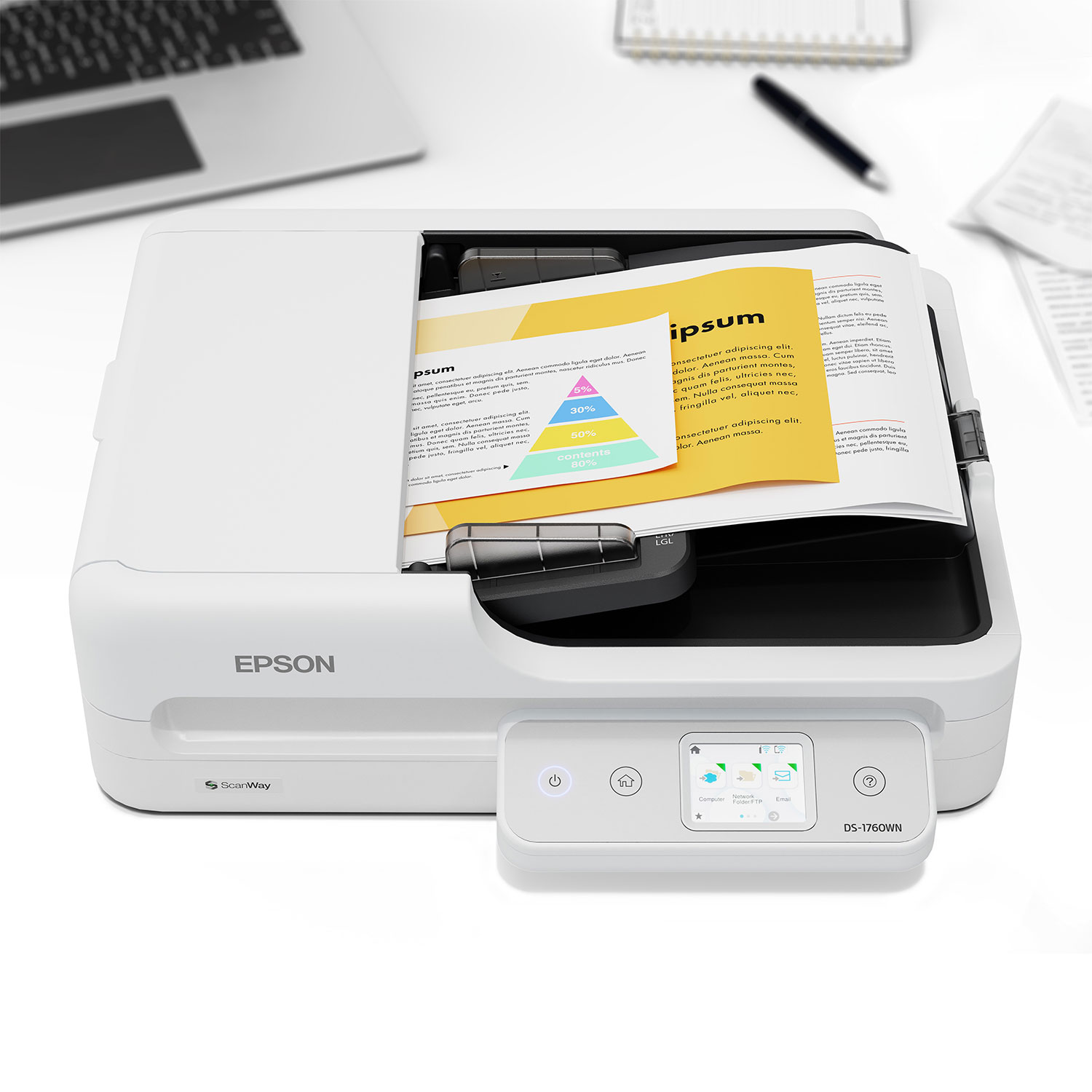 Epson WorkForce DS-1760WN A4 Flatbed & Sheetfed Scanner - B11B274401BY