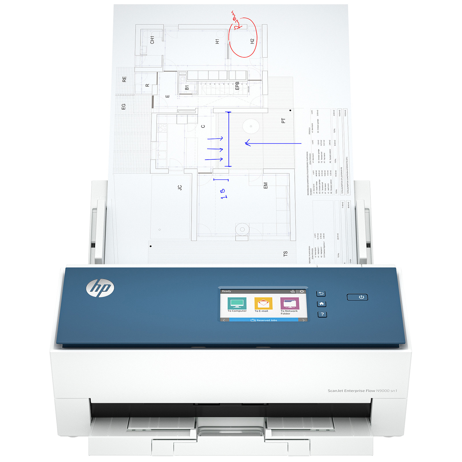 HP ScanJet Enterprise Flow N9000 sn1 A3 Sheetfed Scanner - 8Q4W1A